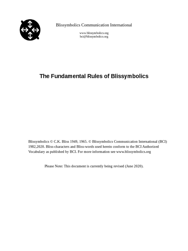 The Fundamental Rules of Blissymbolics | PDF | Character Encoding ...