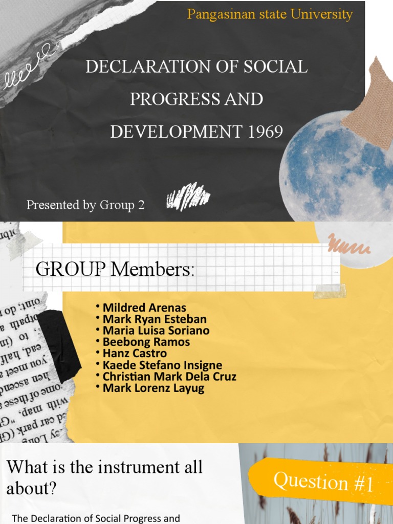 Group 2 - DECLARATION OF SOCIAL PROGRESS AND DEVELOPMENT 1969 | PDF ...