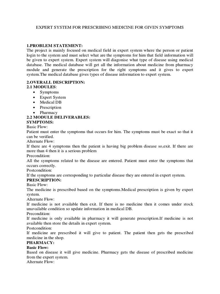 Expert System For Prescribing Medicine For Given Symptoms | PDF ...