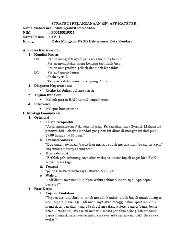 SP AFF Kateter | PDF | Kesehatan Holistik | Sains & Matematika