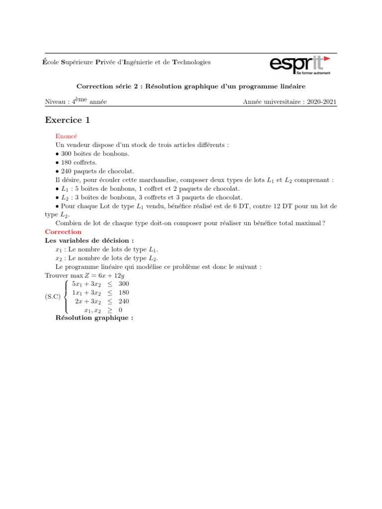 Correction Série2 | PDF | Optimisation linéaire | Mathématiques appliqués