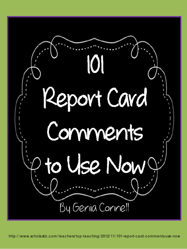 Effective Report Card Comments Guide | PDF | Communication | Human ...