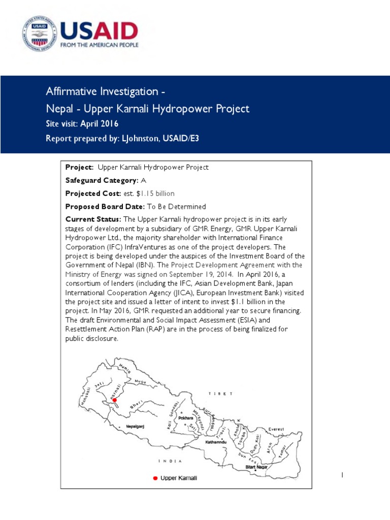 Affirmative Investigation - Nepal - Upper Karnali Hydropower Project ...