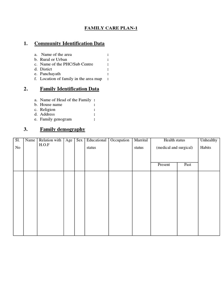 Family Care Plan | PDF | Health Sciences | Health Care