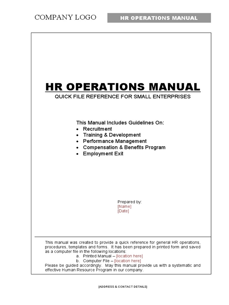 A0002 HR Operations Manual Quick Reference File | PDF | Recruitment ...