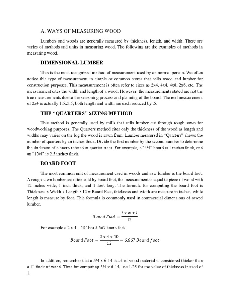 A. Ways of Measuring Wood: Dimensional Lumber | PDF | Plywood | Lumber