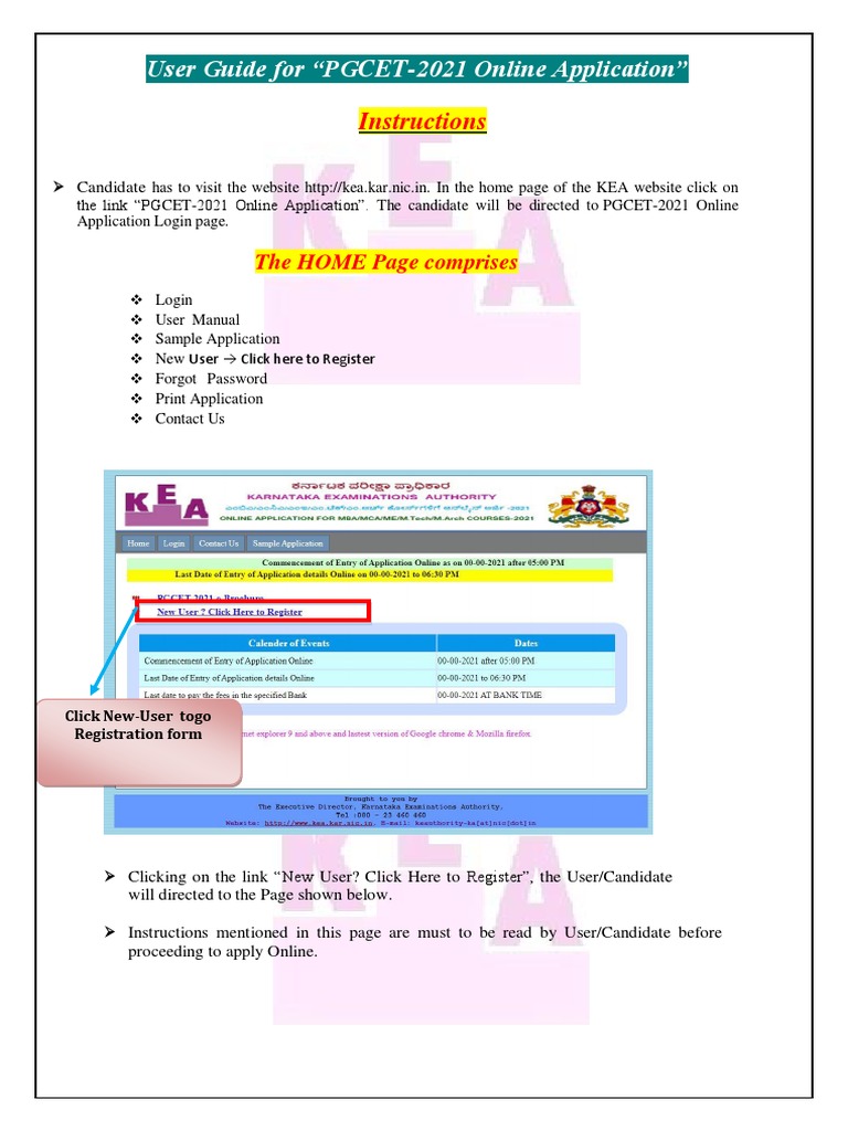 User Guide For "PGCET-2021 Online Application": Instructions | PDF ...