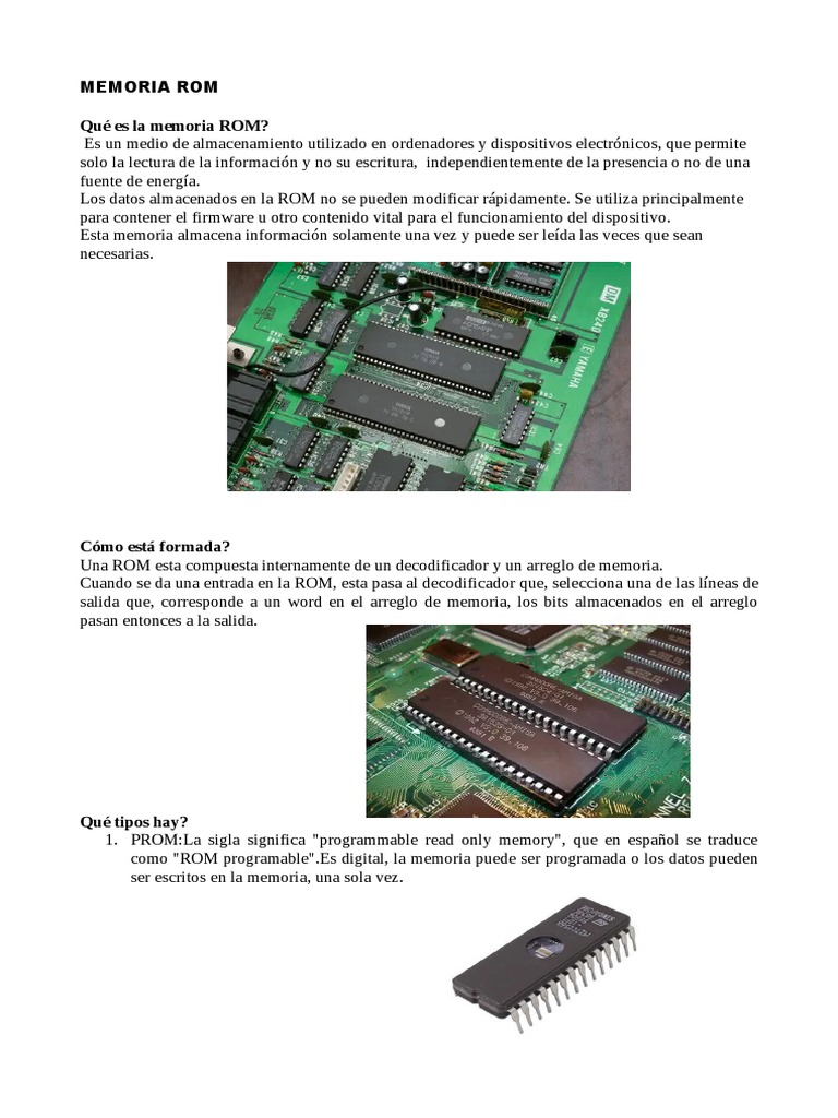 Qué Es La Memoria ROM? | PDF | Memoria de sólo lectura | Almacenamiento ...