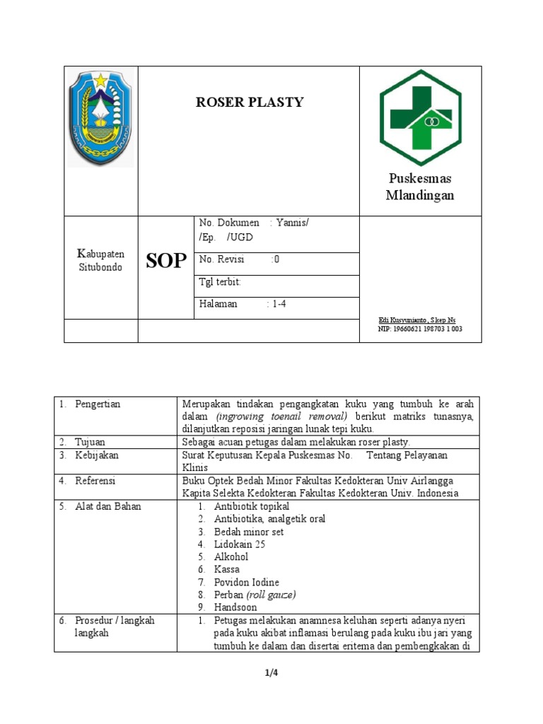 SOP Roser Plasty | PDF