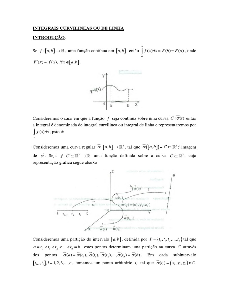 Integrais Curvilineas Ou de Linha | PDF | Integrante | Função (Matemática)