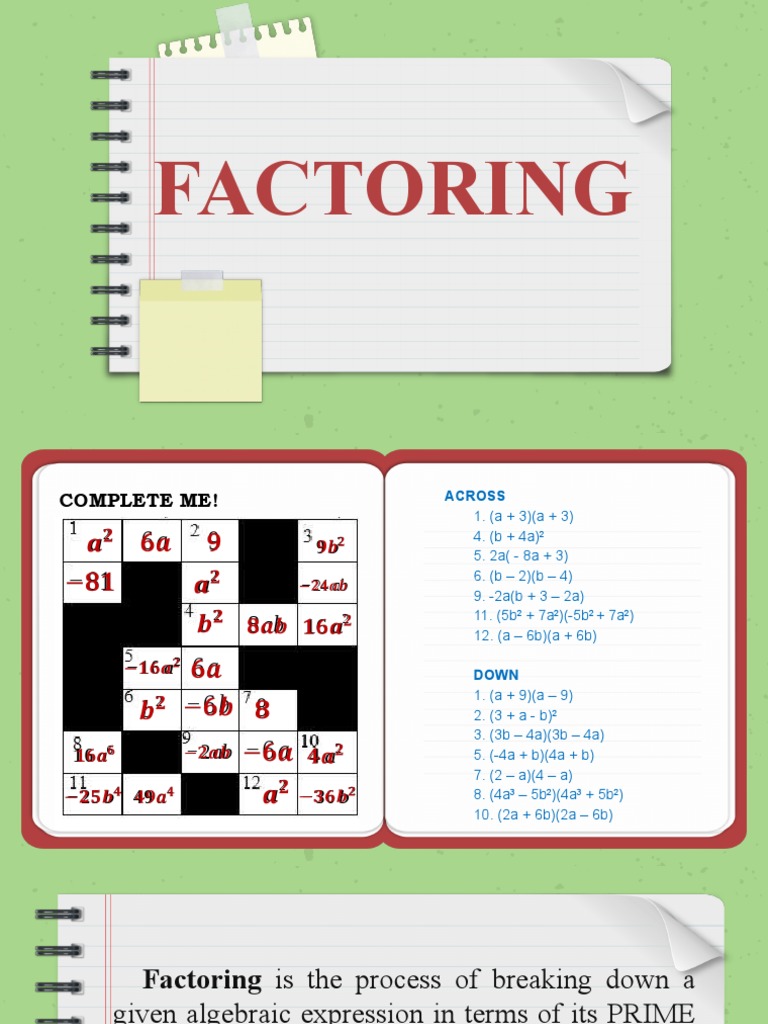 FACTORING With Solutions | PDF | Factorization | Mathematics