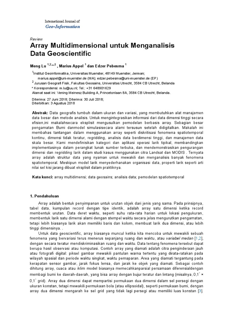 Analisis Array Multidimensi Geosains | PDF | Metode & Bahan Ajar