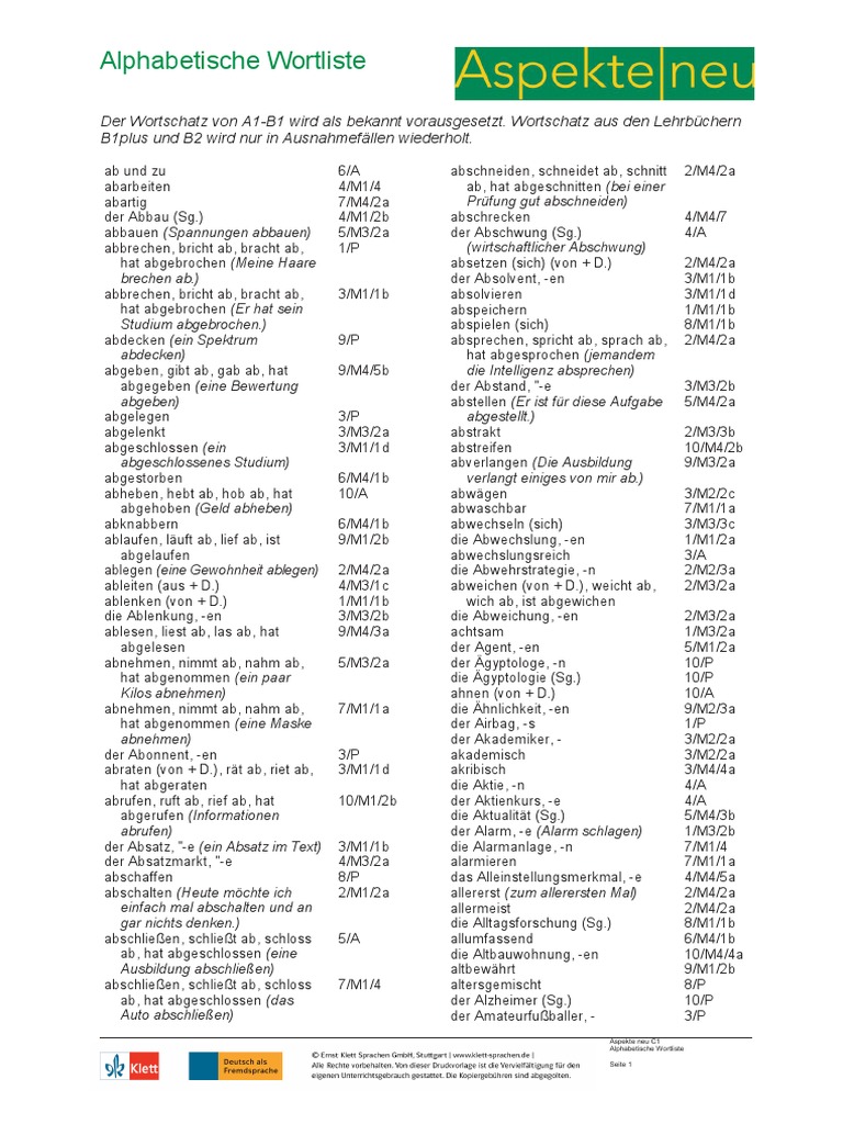 C1 Wortlist | PDF