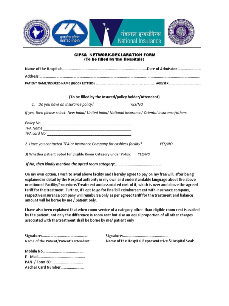 GIPSA Network Hospital Declaration Form | PDF
