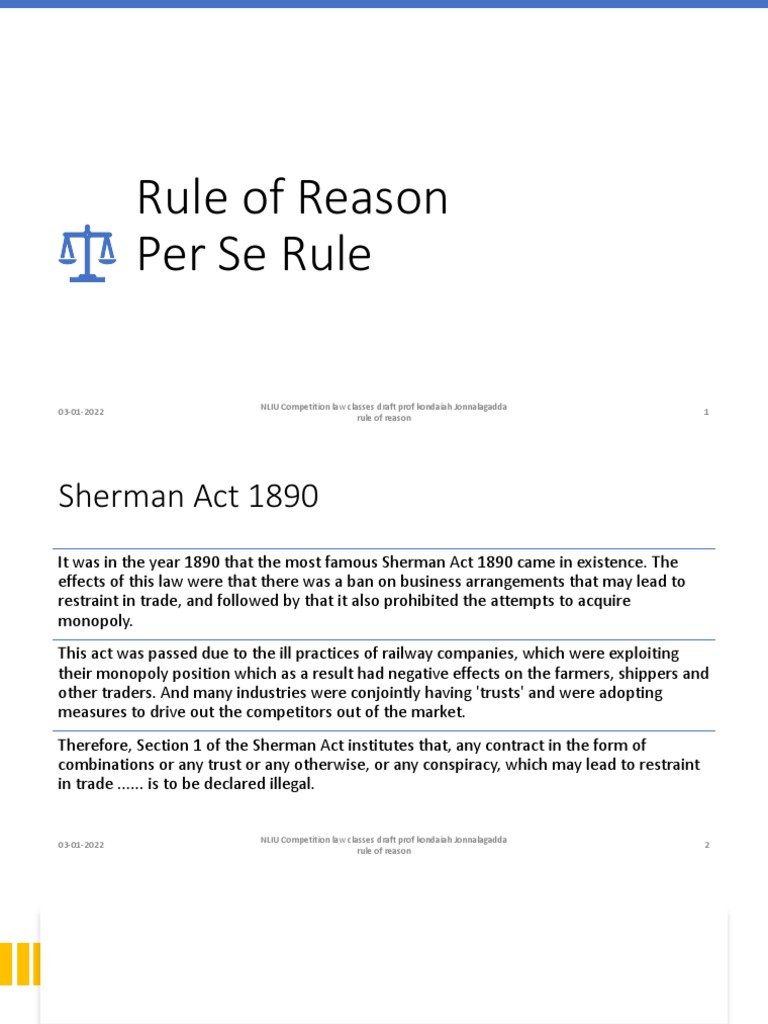 Rule of Reason | PDF | Competition Law | United States Antitrust Law