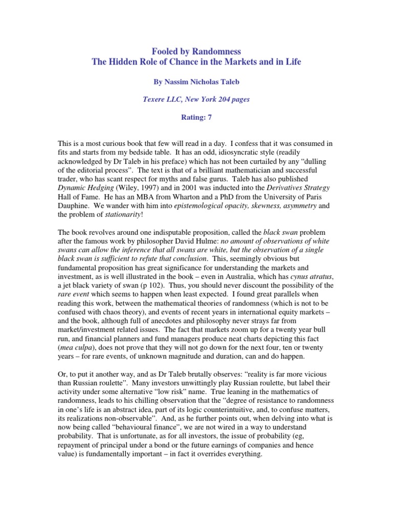 Fooled by Randomness | PDF | Long Term Capital Management | Investment Management