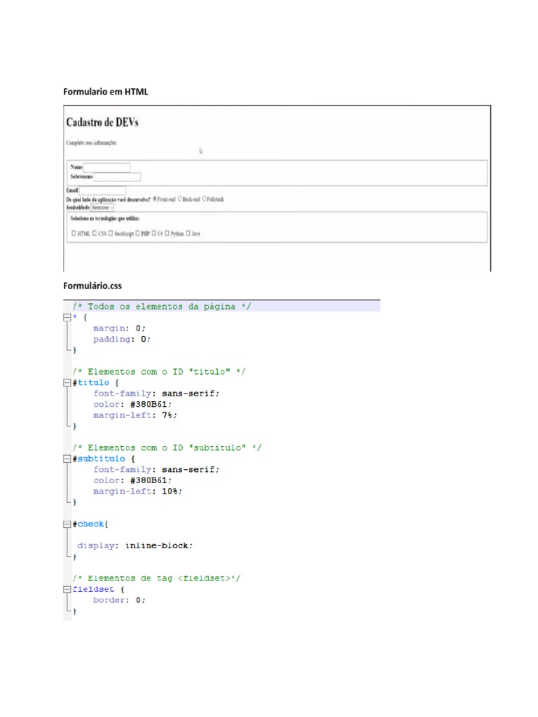 Formulario em HTML e CSS | PDF