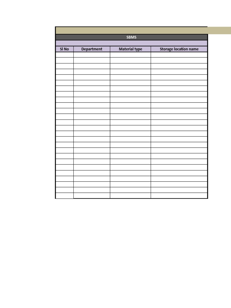 Storage location-SCM: SL No Department Material Type Storage Location ...