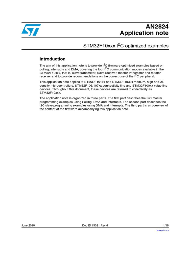STM32F10xxx I2C Optimized Examples | Download Free PDF | Computer Engineering | Computing
