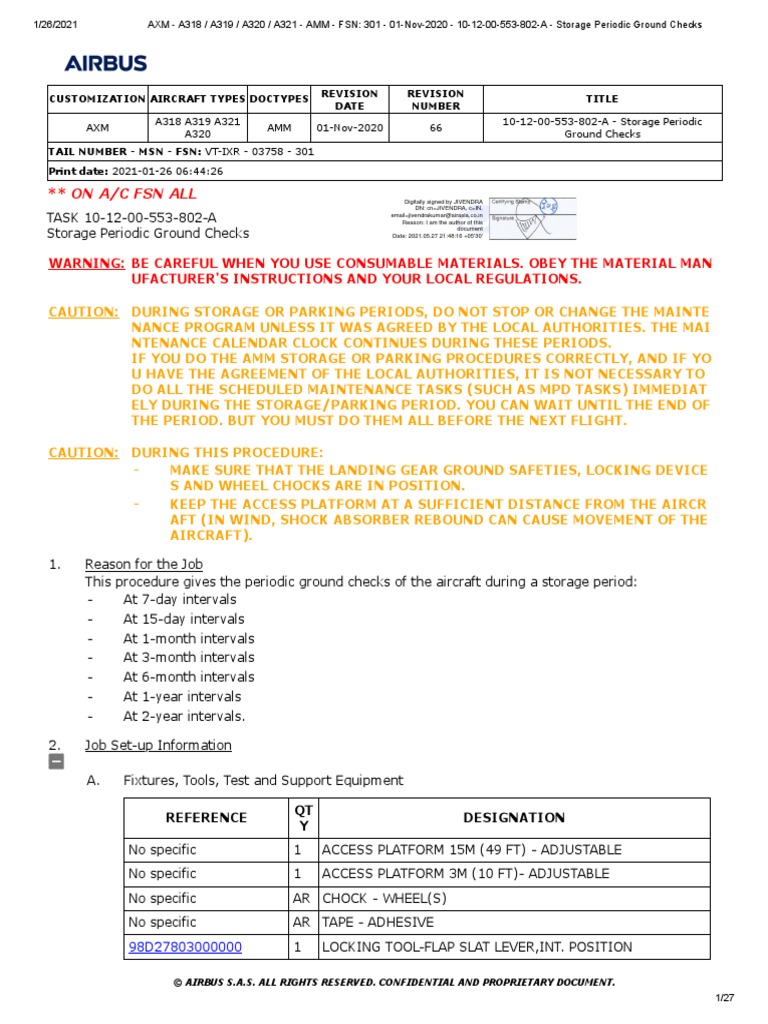 Storage Periodic Ground Checks | PDF | Landing Gear | Aviation