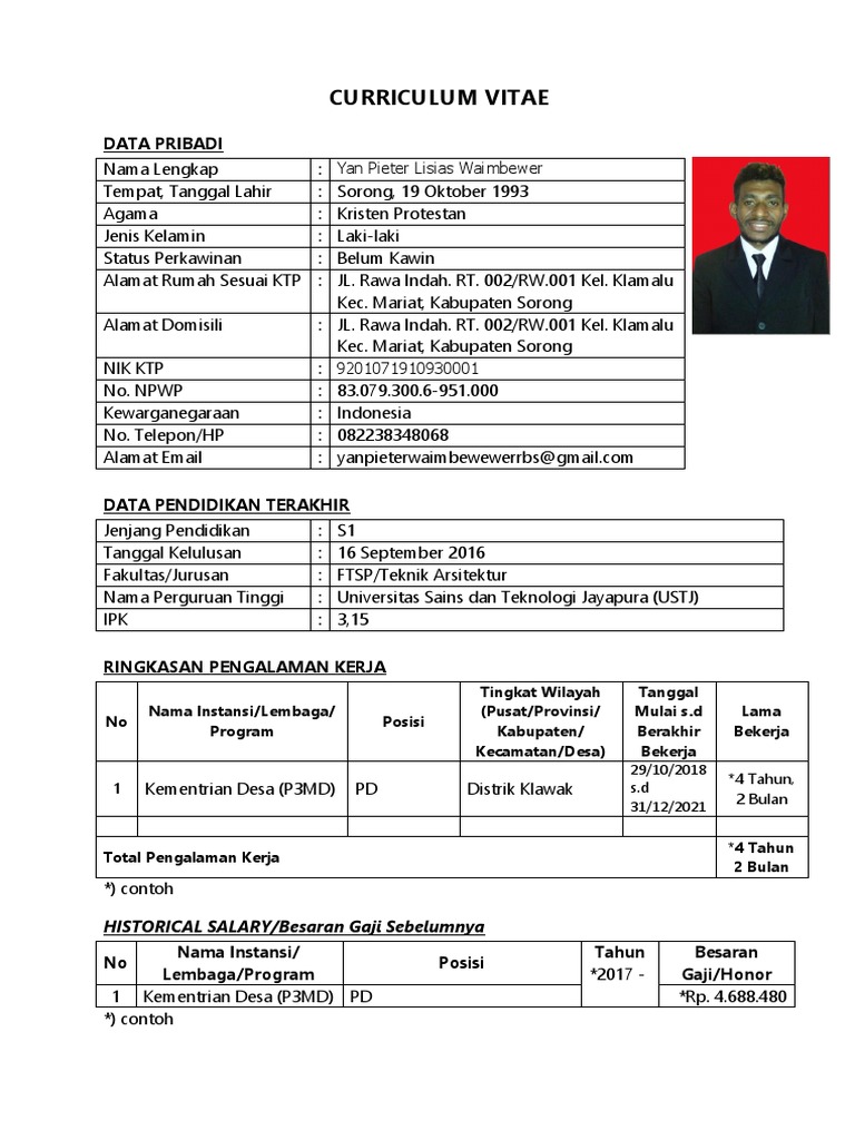 CV Yan Pieter: Arsitek & Fasilitator Berpengalaman | PDF