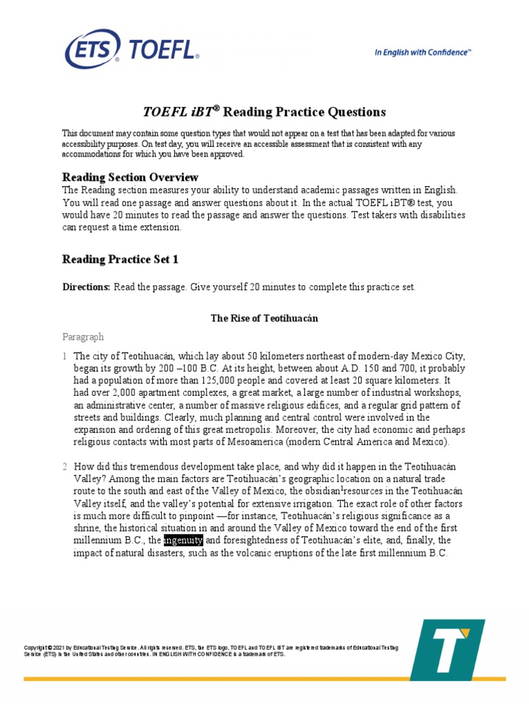 Toefl Ibt: Reading Practice Questions | PDF | Cretaceous | Dinosaurs