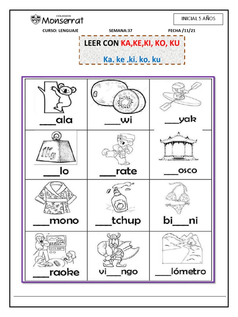 Actividades de Lectoescritura con K | PDF