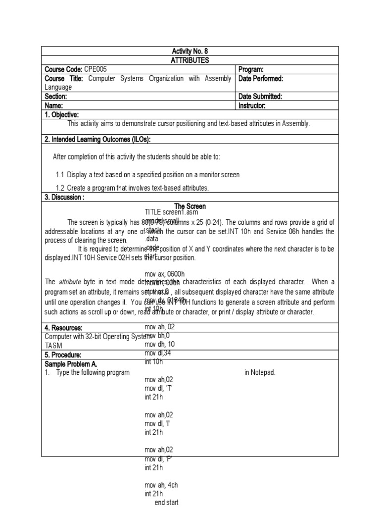 Activity No 8 Attributes | PDF | Computer Science | Software Activity No 8 Attributes | PDF | Computer Science | Software