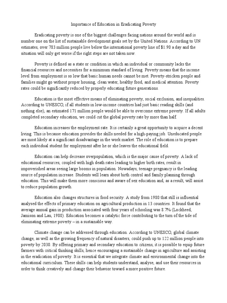 Importance of Education in Eradicating Poverty (ORAL COM SPEECH) | PDF ...
