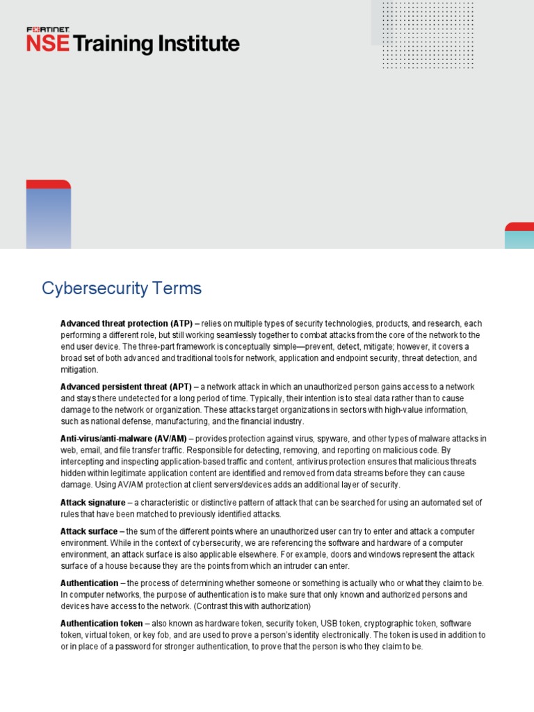 Essential Cybersecurity Terminology Guide | PDF | Malware | Computer Virus