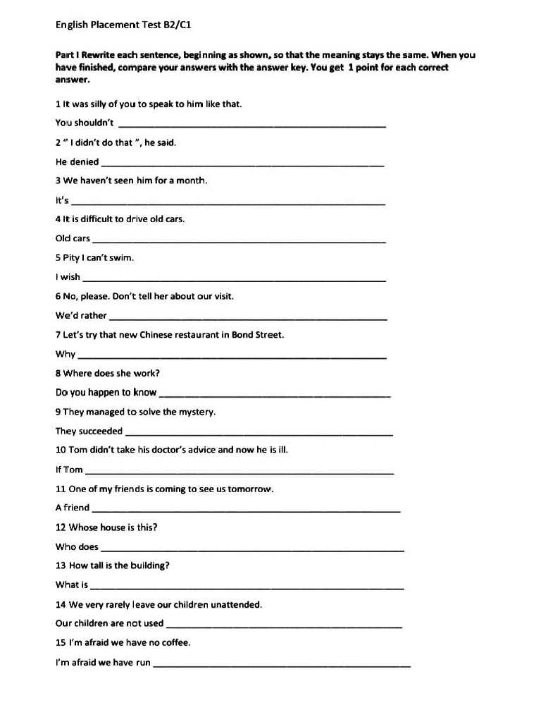 English Placement Test B2/C1 | PDF