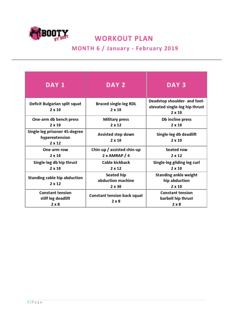 BBB Month 6 Workout Plan | PDF | Pelvis | Anatomical Terms Of Motion