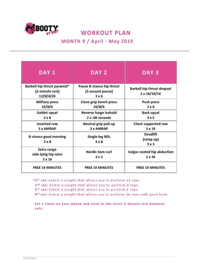 BBB Month 9 Workout Plan | PDF | Foot | Anatomical Terms Of Motion