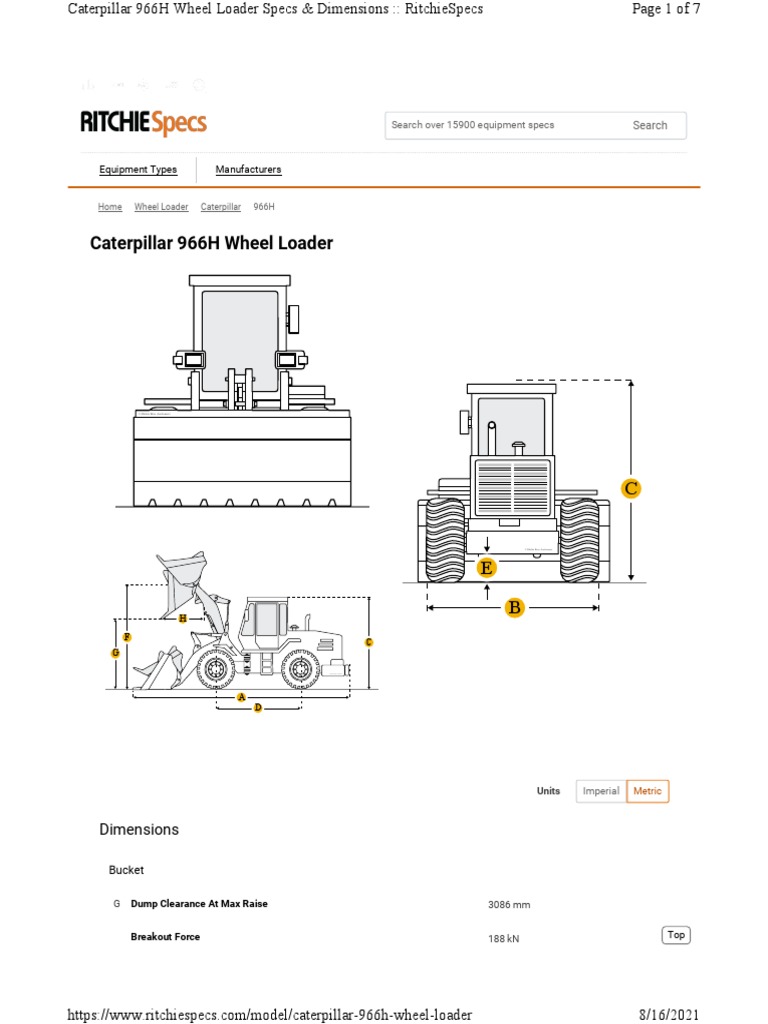 Caterpillar 966H Wheel Loader: Equipment Types Manufacturers | PDF ...