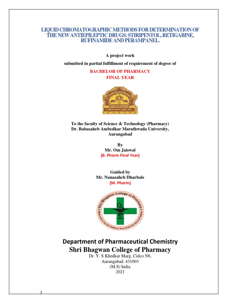 PROJECT FINAL: B.Pharm | PDF | High Performance Liquid Chromatography | Chromatography