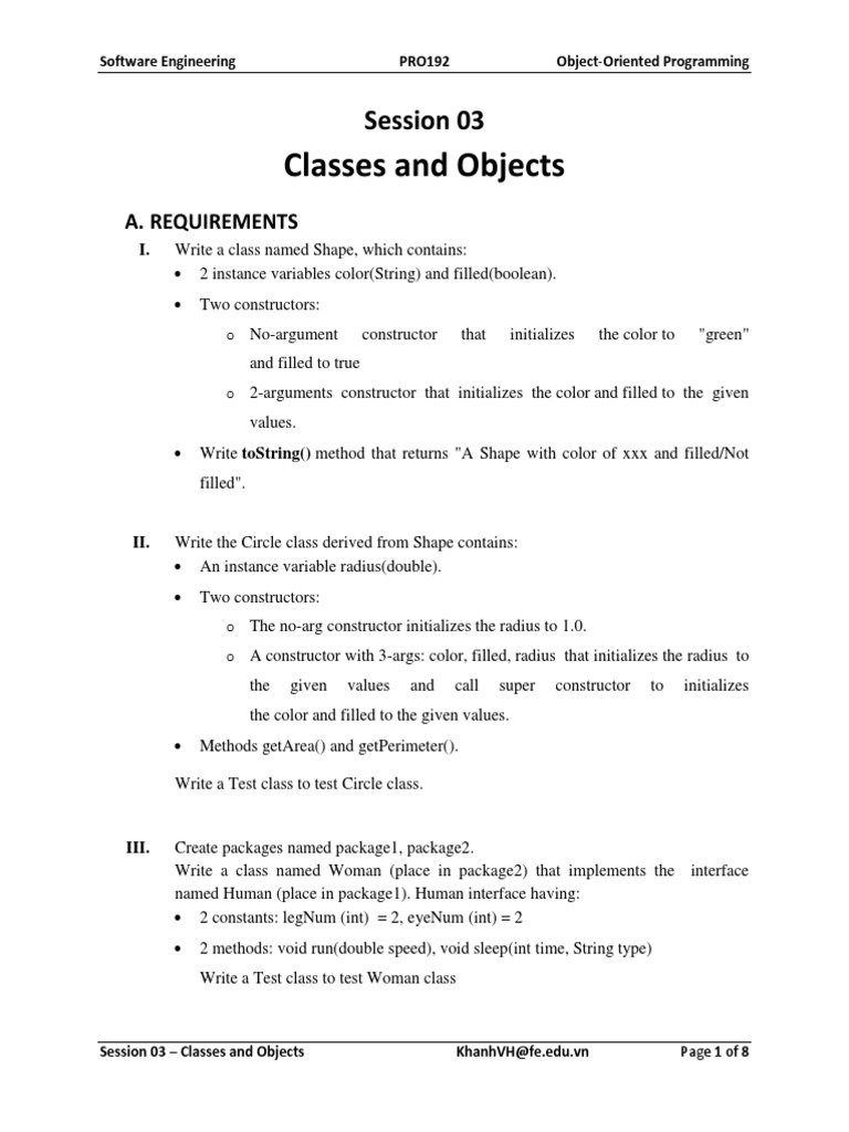 Session03-Classes and Objects - FUCT | Download Free PDF | Method (Computer Programming ...