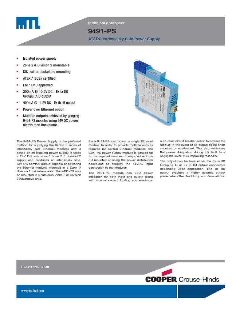 MTL 9491 Datasheet | PDF | Power Supply | Electromagnetism