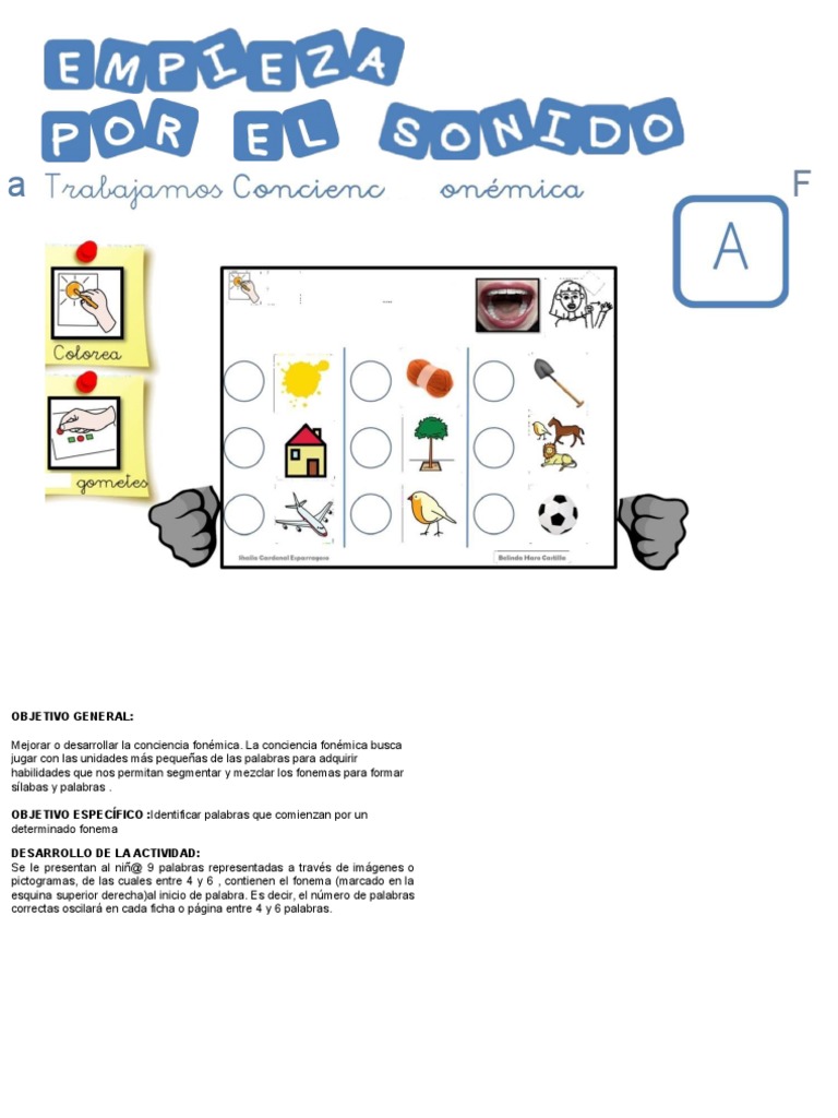 Conciencia Fonemica Comienza Por El Sonido A | PDF