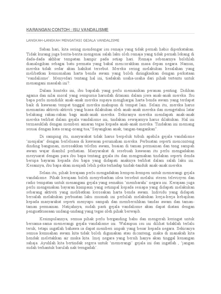 Contoh Karangan BM - Vandalisme | PDF
