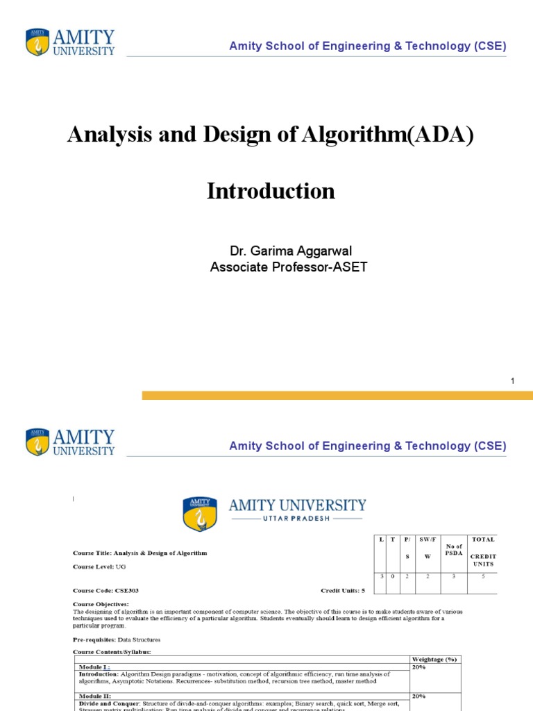 Amity - Mod-1 - L - 1introduction To Algorithms | PDF | Algorithms ...