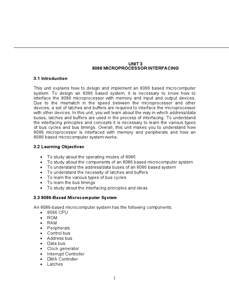 Unit 3 8086 Microprocessor Interfacing | PDF | Input/Output | Central ... Unit 3 8086 Microprocessor Interfacing | PDF | Input/Output | Central ...
