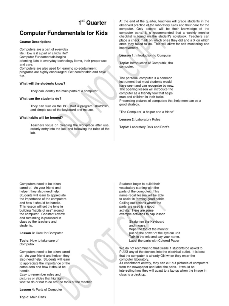 Computer Fundamentals For Kids Syllabus | PDF | Operating System | Icon ...