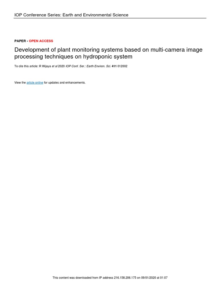 Multi-Camera Hydroponic Plant Monitoring | PDF | Artificial Neural Network