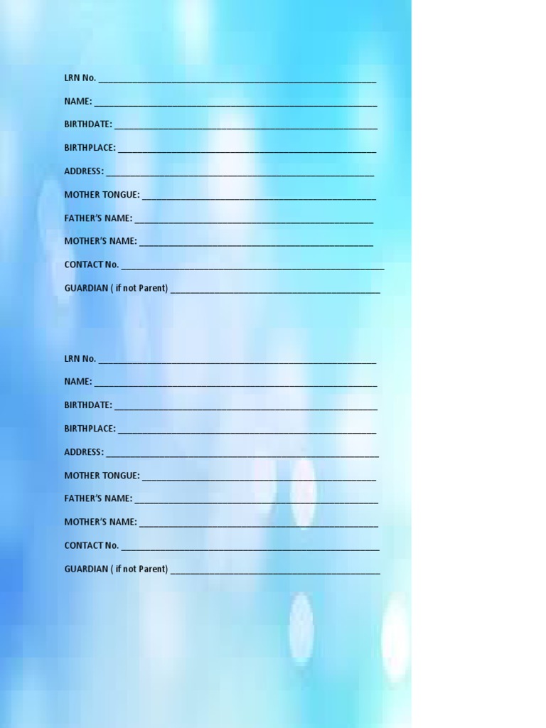 Student Profile Information Form | PDF