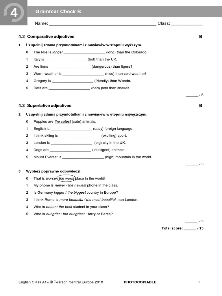 EC - A1P - Grammar Check 4B | PDF