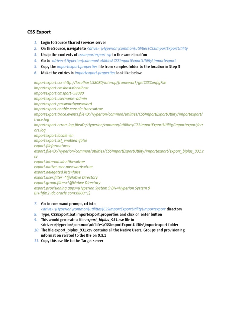 Css Import Export Utility Usage Pdf Computer File Directory Computing