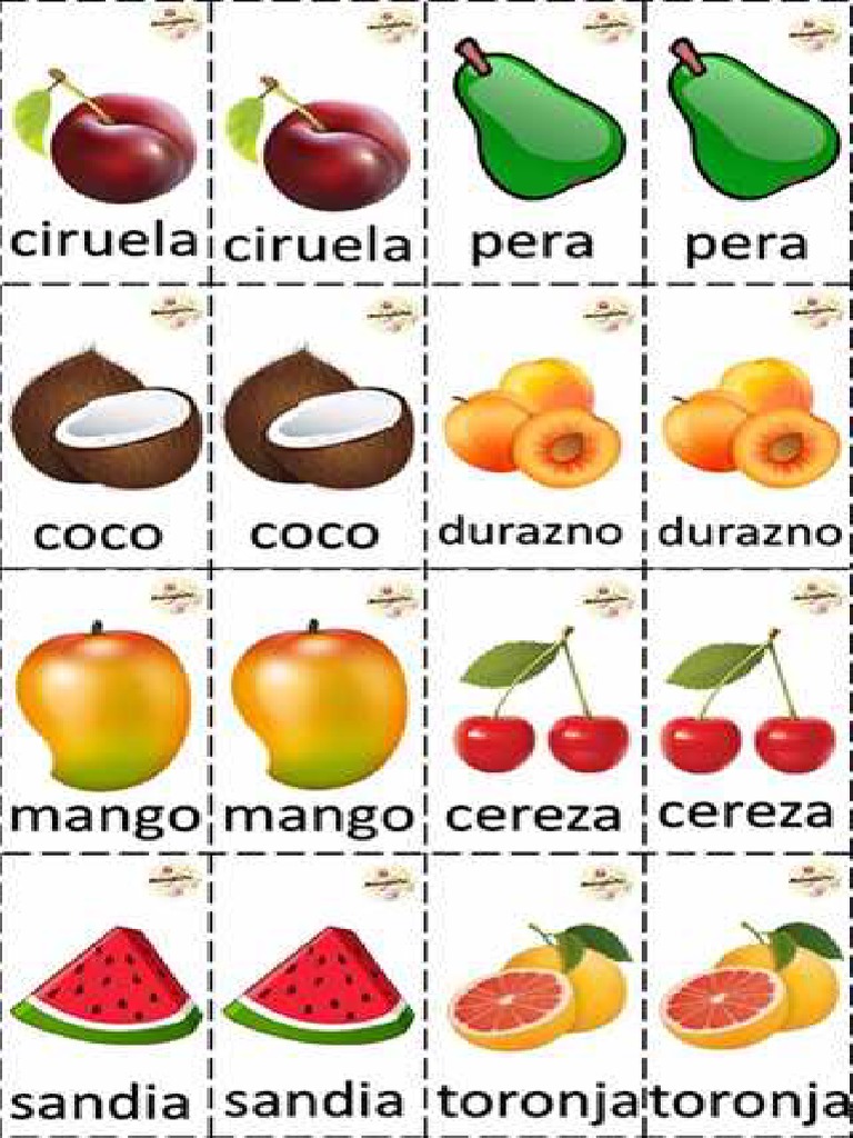 Memorama de Frutas y Verduras | PDF