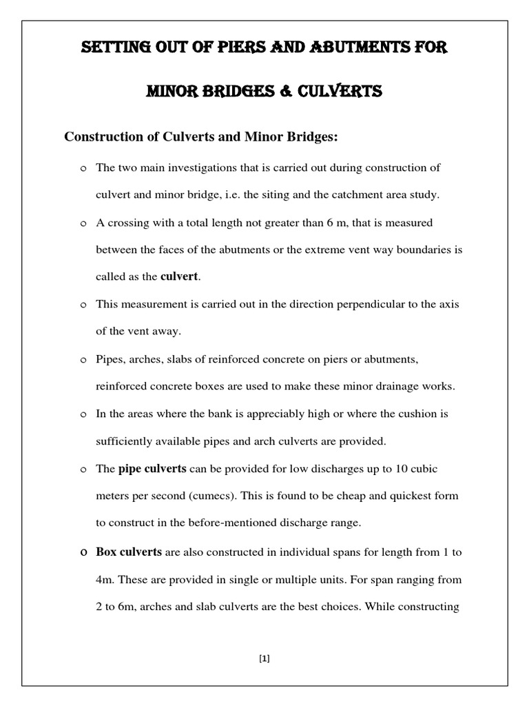 Setting Out of Piers and Abutments For Minor Bridges | PDF | Bridge ...