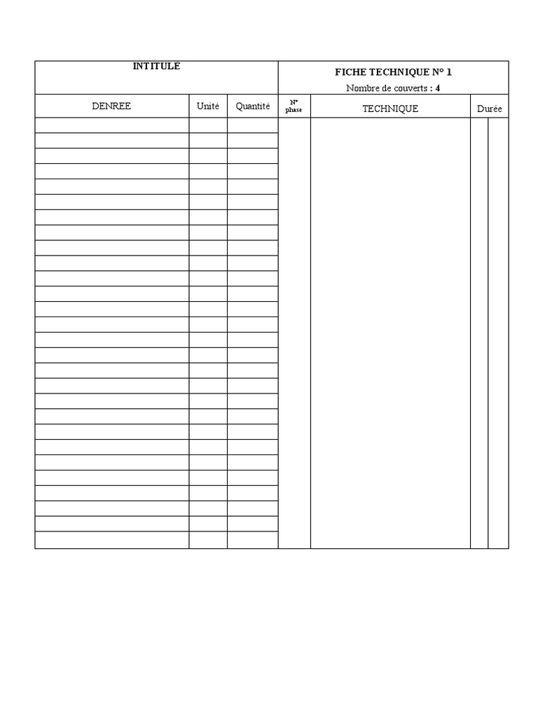 Fiche Technique Vierge | PDF