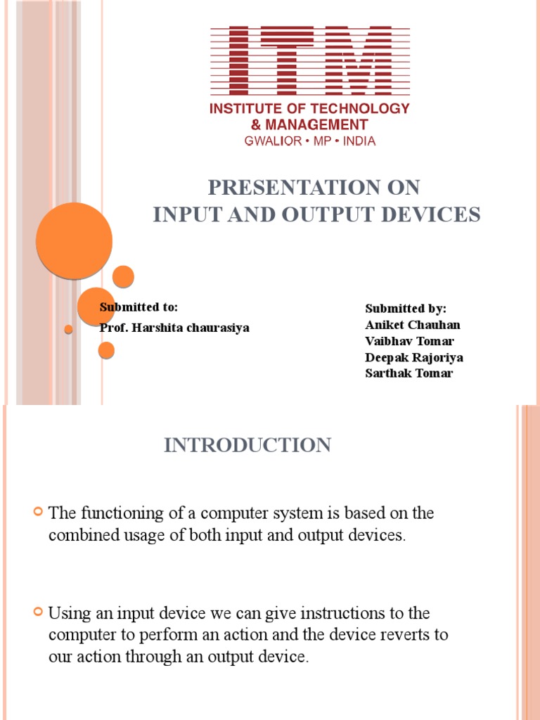 Presentation On Input and Output Devices-2 | PDF | Input/Output ...